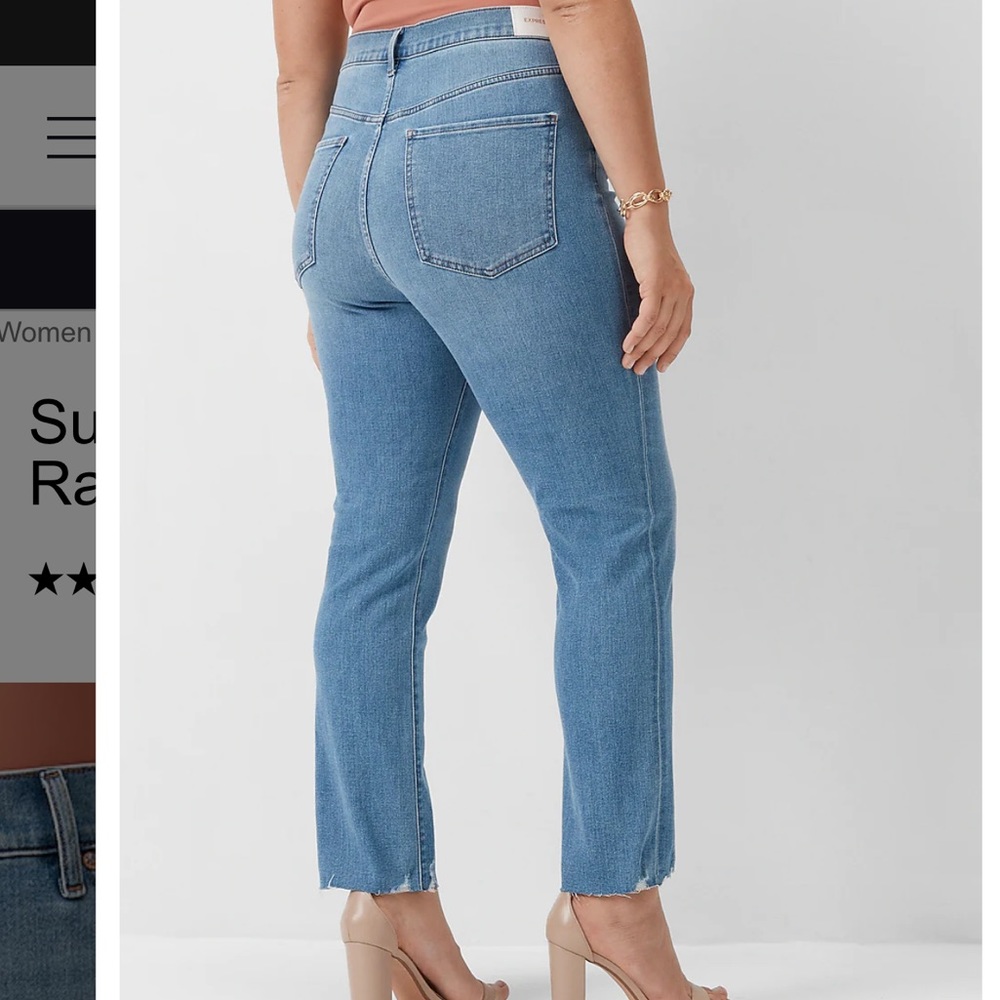 Express Jeans- Slim- Super High Rise- Soft- Raw Hem- … - Gem